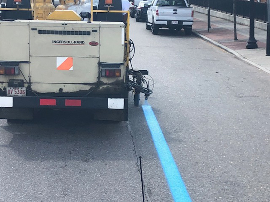 Meet the crew behind the mysterious Akron Marathon blue line - News 5 ...